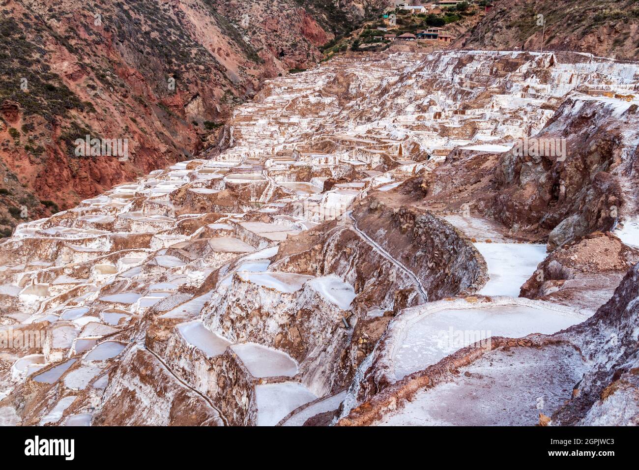Salinas (Salt extraction pans) in Sacred Valley of Incas, Peru Stock ...