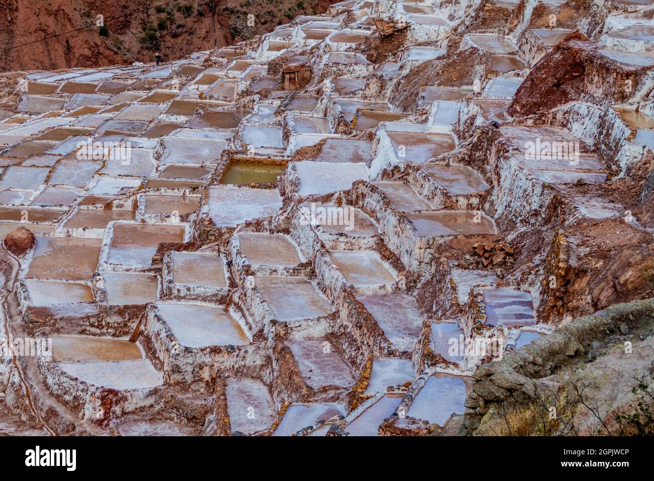 Salinas (Salt extraction pans) in Sacred Valley of Incas, Peru Stock ...