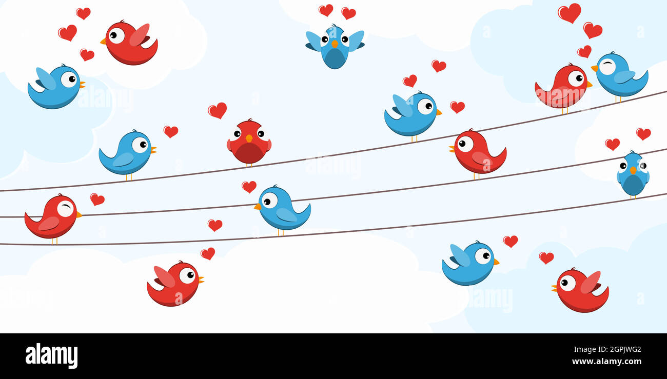 Birds in love on strings Stock Vector Image & Art - Alamy