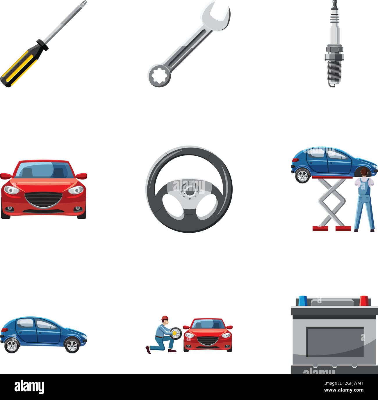 Garage icons set, cartoon style Stock Vector Image & Art - Alamy