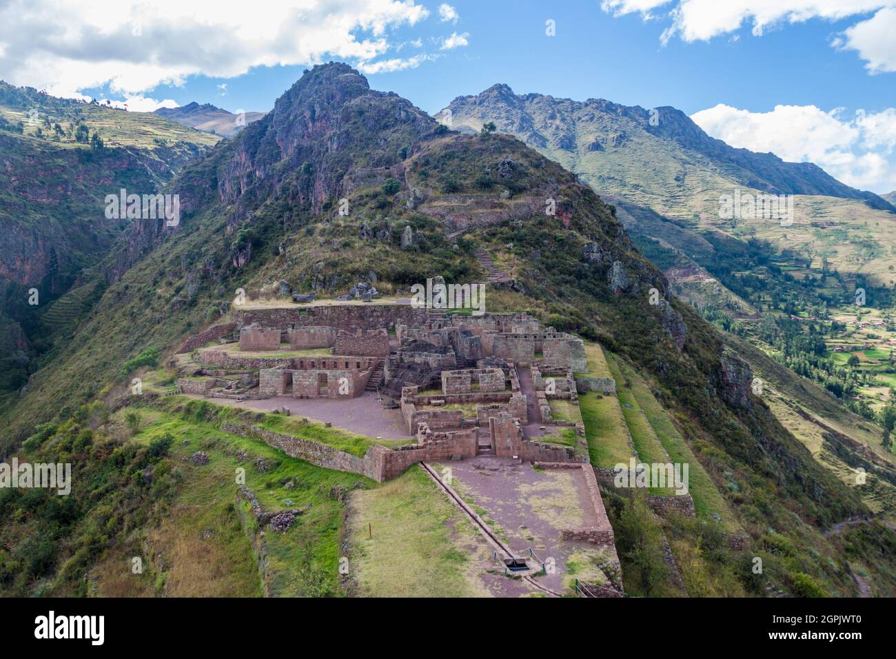 Ancient Inca's ruins in Pisac village, Sacred Valley of Incas, Peru ...