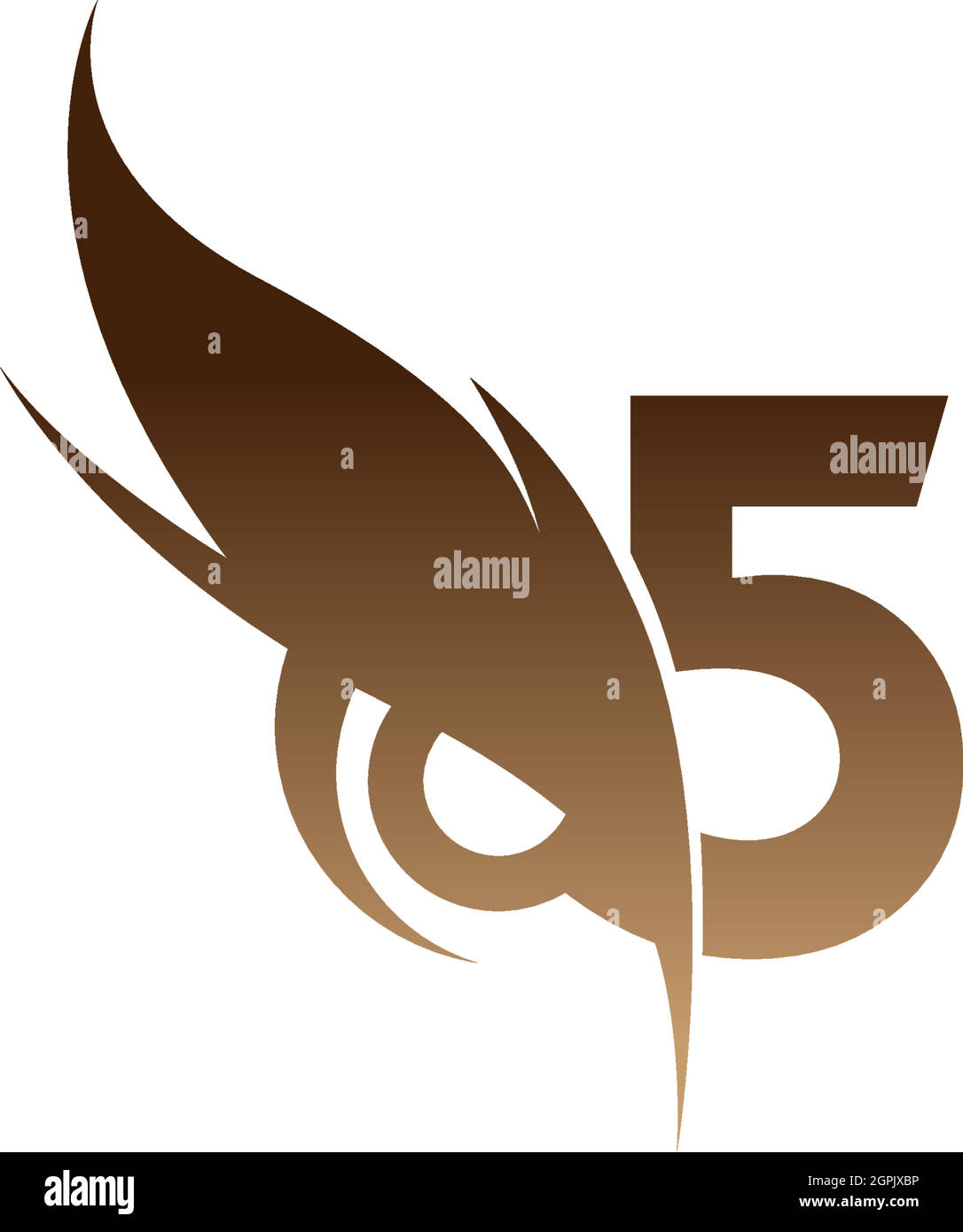 Number 5 logo icon combined with owl eyes icon design vector Stock ...