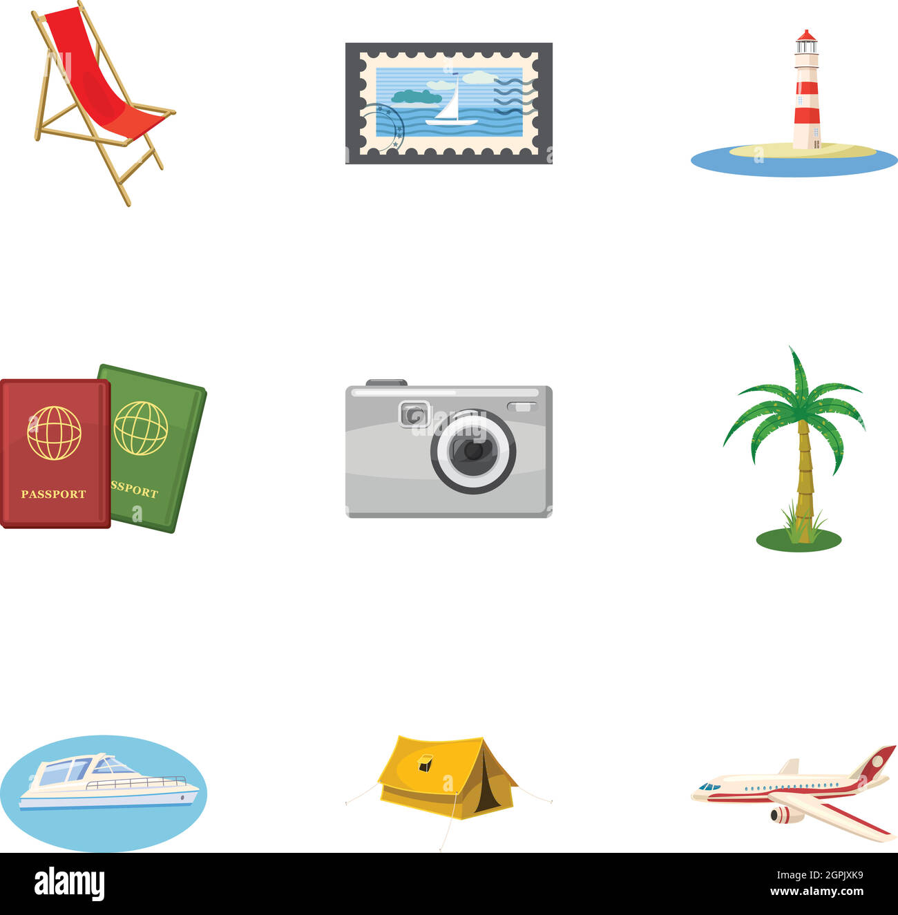 Cartoon set icons tourism hi-res stock photography and images - Alamy
