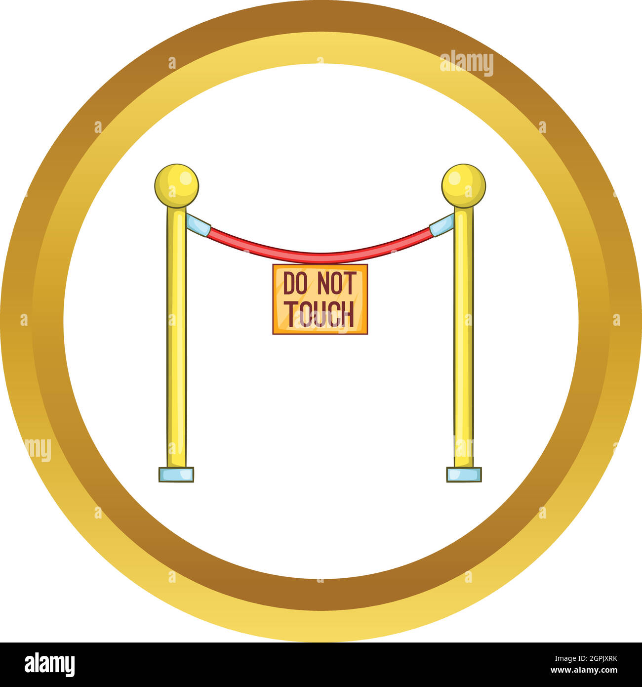 Rope barrier with sign do not touch vector icon Stock Vector Image ...