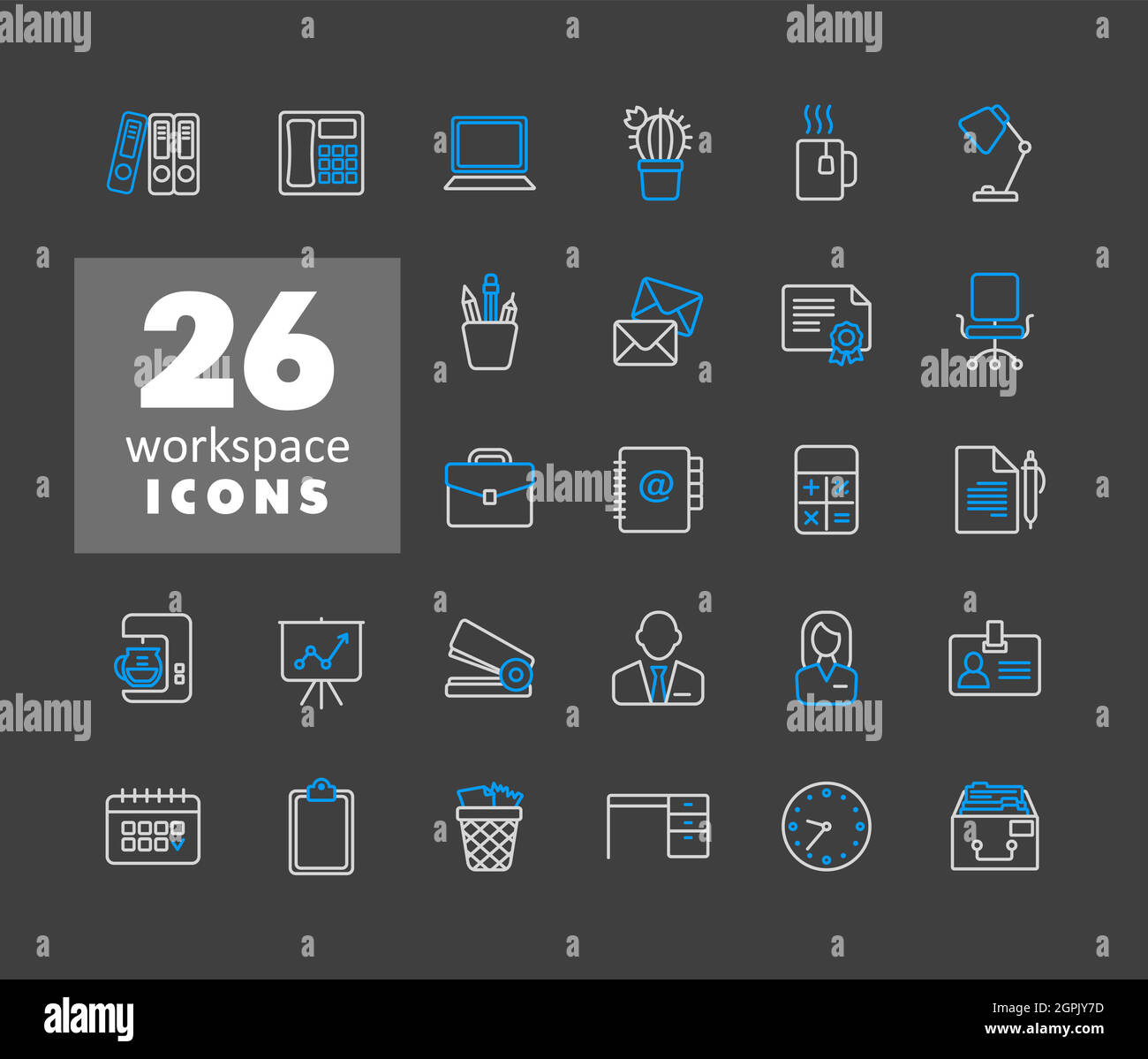 Workspace outline vector icons set. Workspace sign Stock Vector Image ...