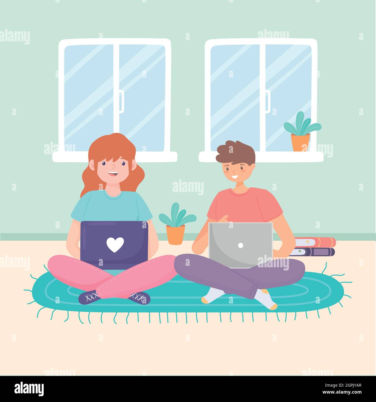 Woman typing on laptop young Stock Vector Images - Alamy