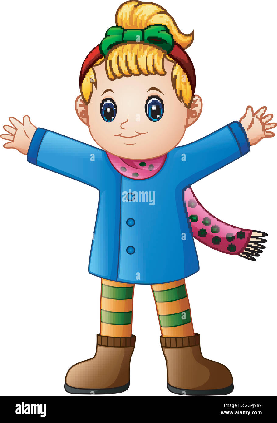 Little girl wearing dress standing Stock Vector Images - Alamy