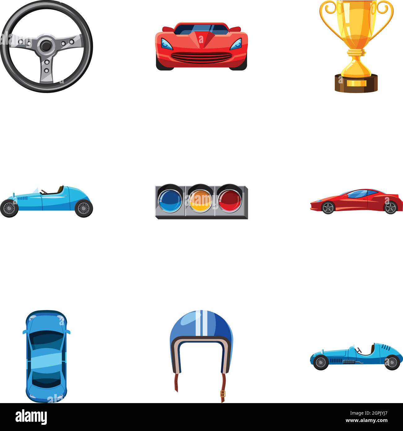 Racing and competition icons set, cartoon style Stock Vector Image ...