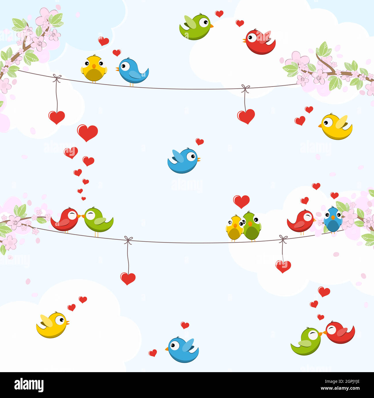 Birds in love on strings Stock Vector Image & Art - Alamy