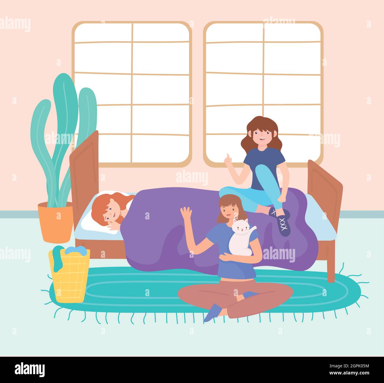 Teenage Girls Having Fun Stock Vector Images Alamy
