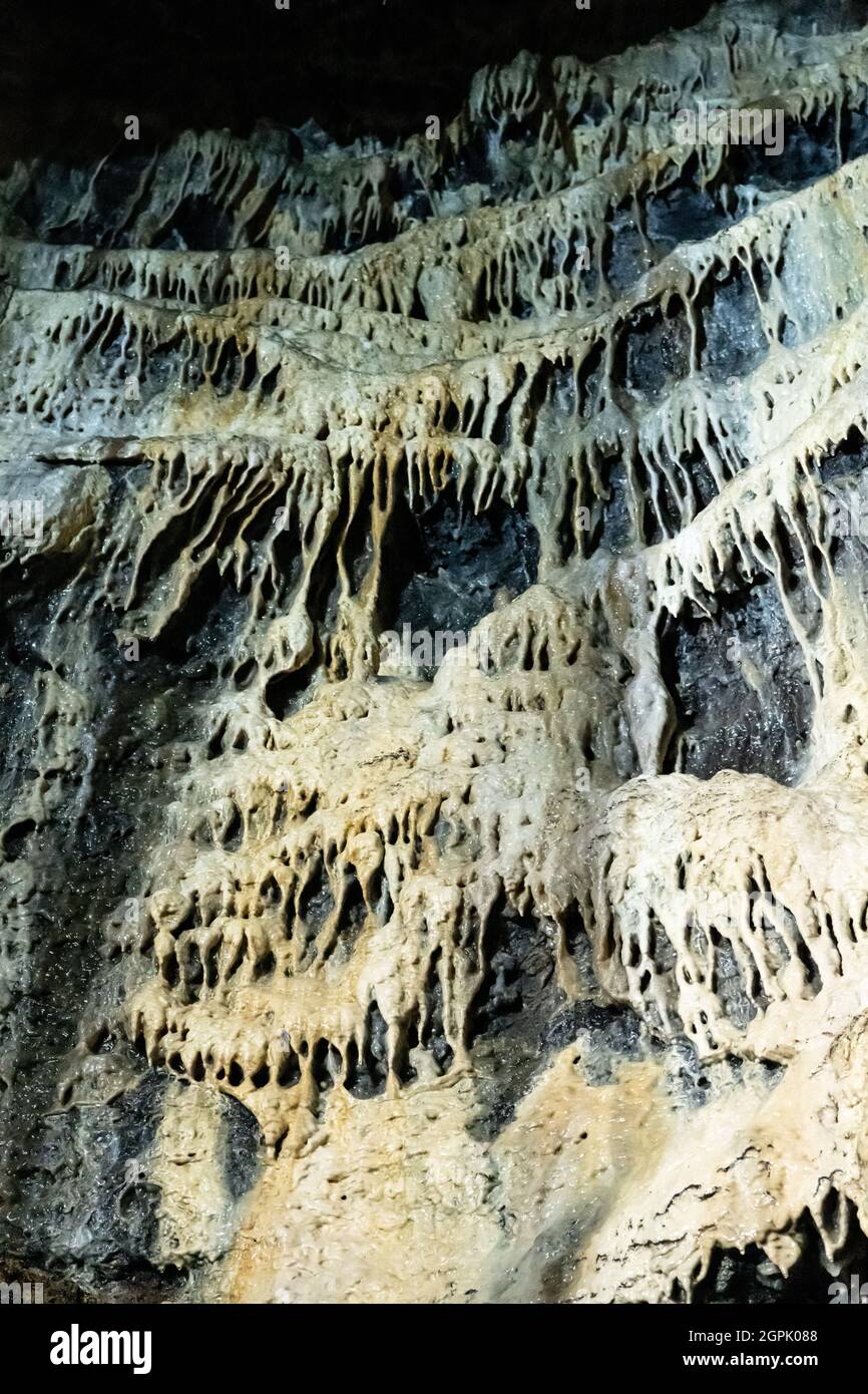 Limestone formation in Treak Cliff Cavern in the Peak District ...
