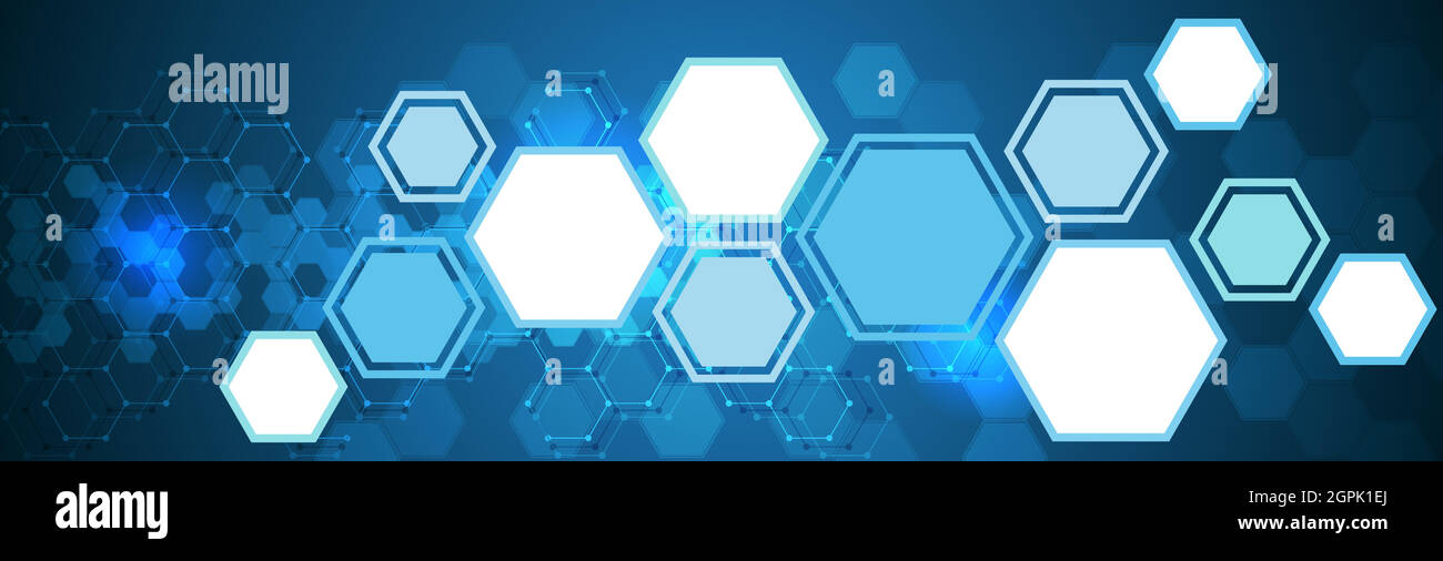 blue colored futuristic hexagonal teamwork process Stock Vector Image ...