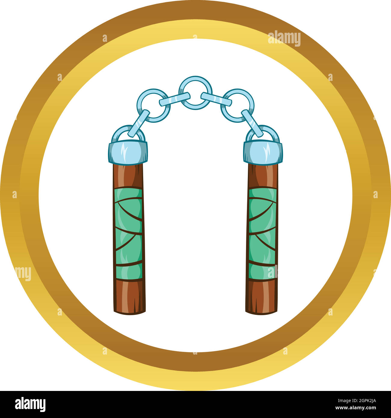 Ninja nunchaku weapon vector icon, cartoon style Stock Vector Image ...
