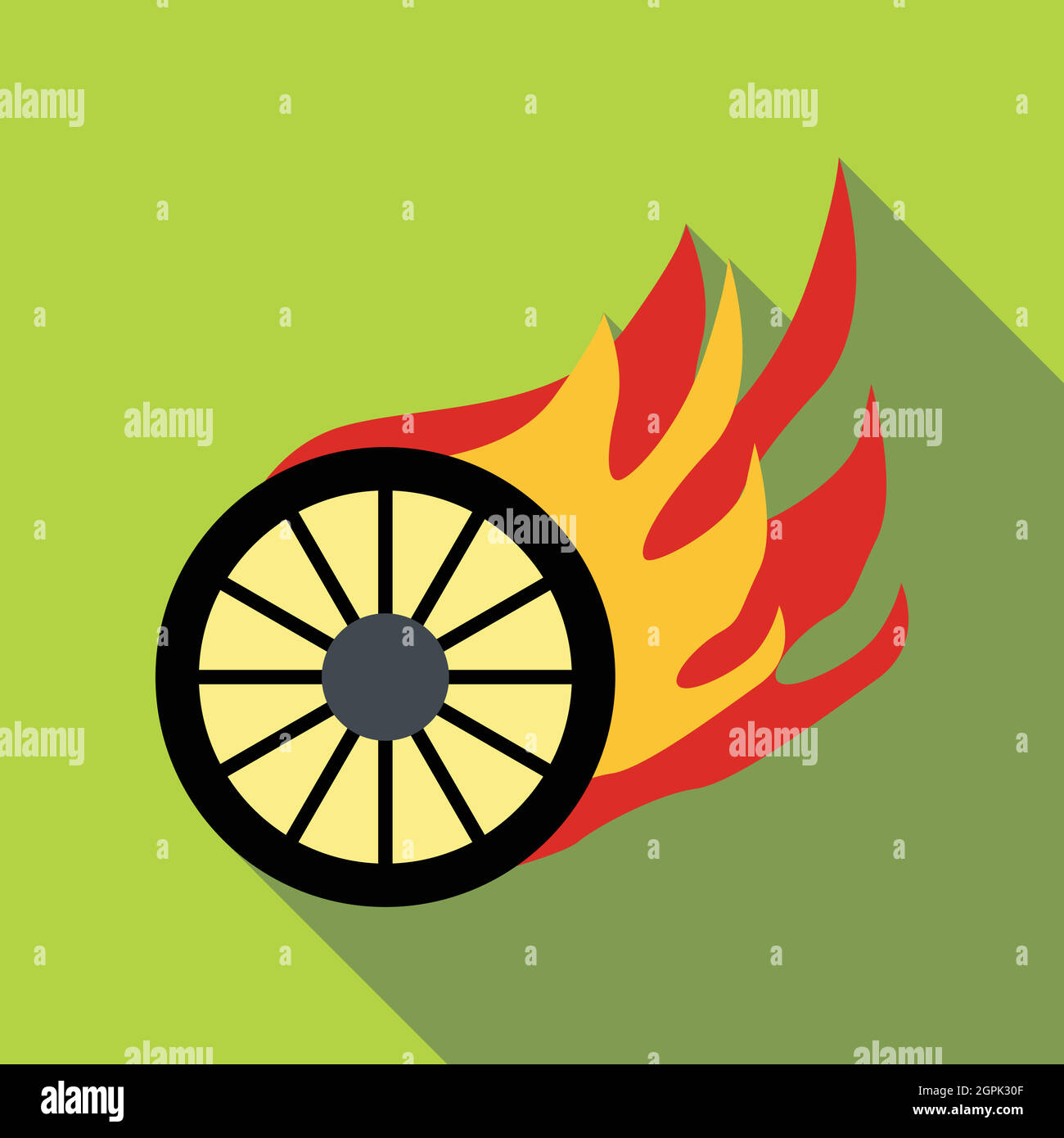 Burning wheel icon, flat style Stock Vector Image & Art - Alamy