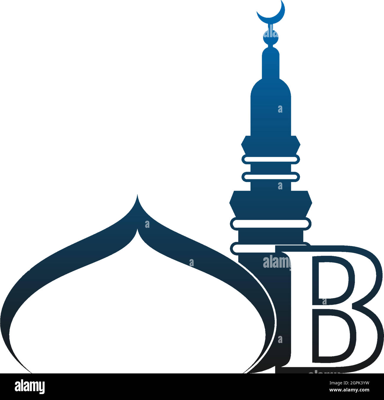Letter B logo icon with mosque design illustration Stock Vector Image ...