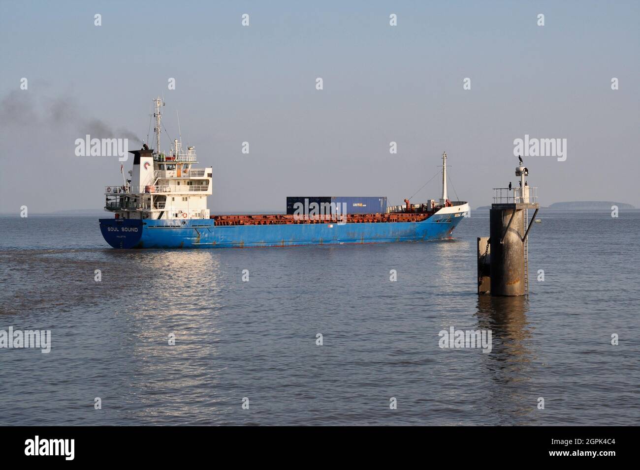 Small Cargo vessel Soul Sound leaving Cardiff Docks Wales UK Welsh ...