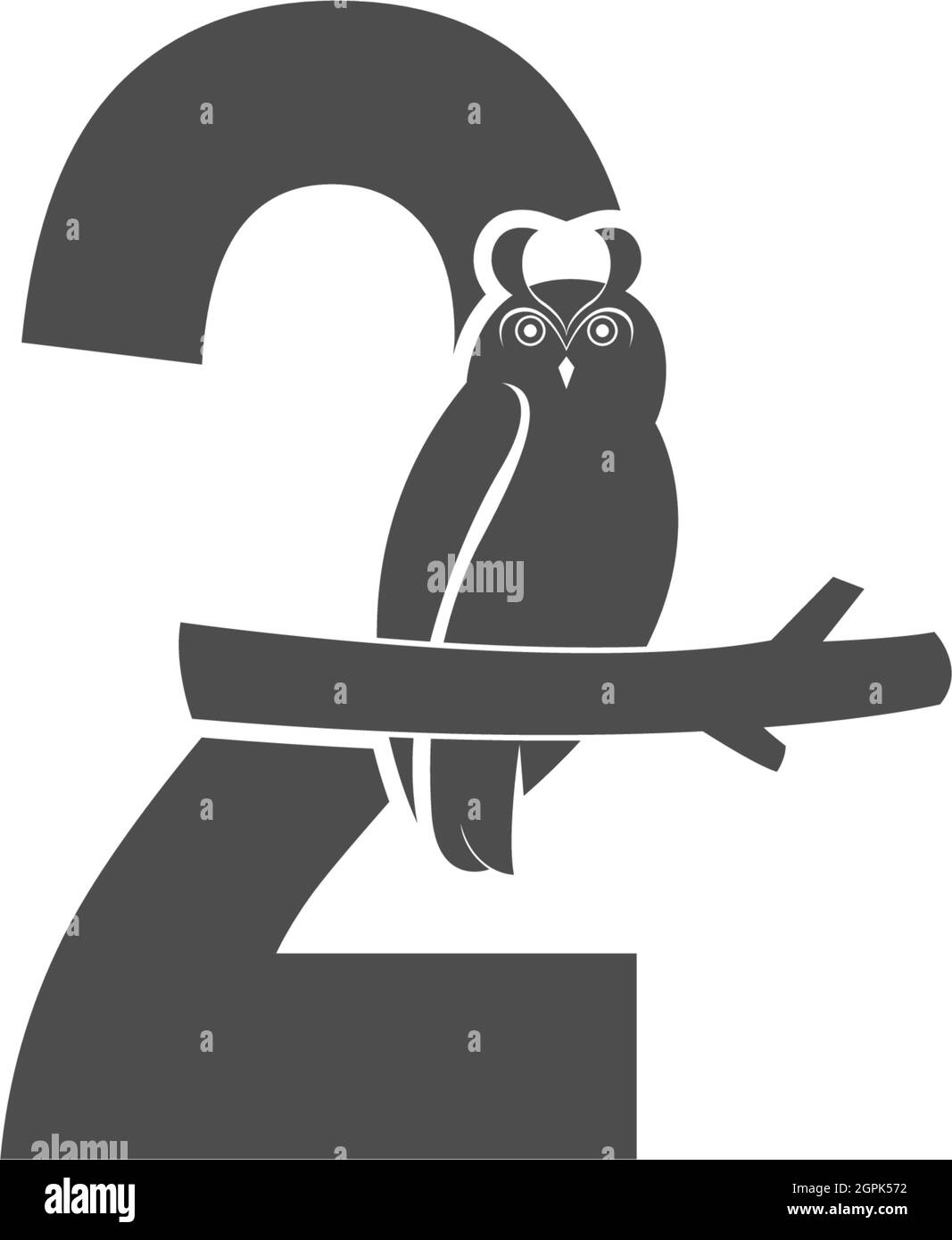 Number 2 logo icon with owl icon design vector Stock Vector Image & Art ...
