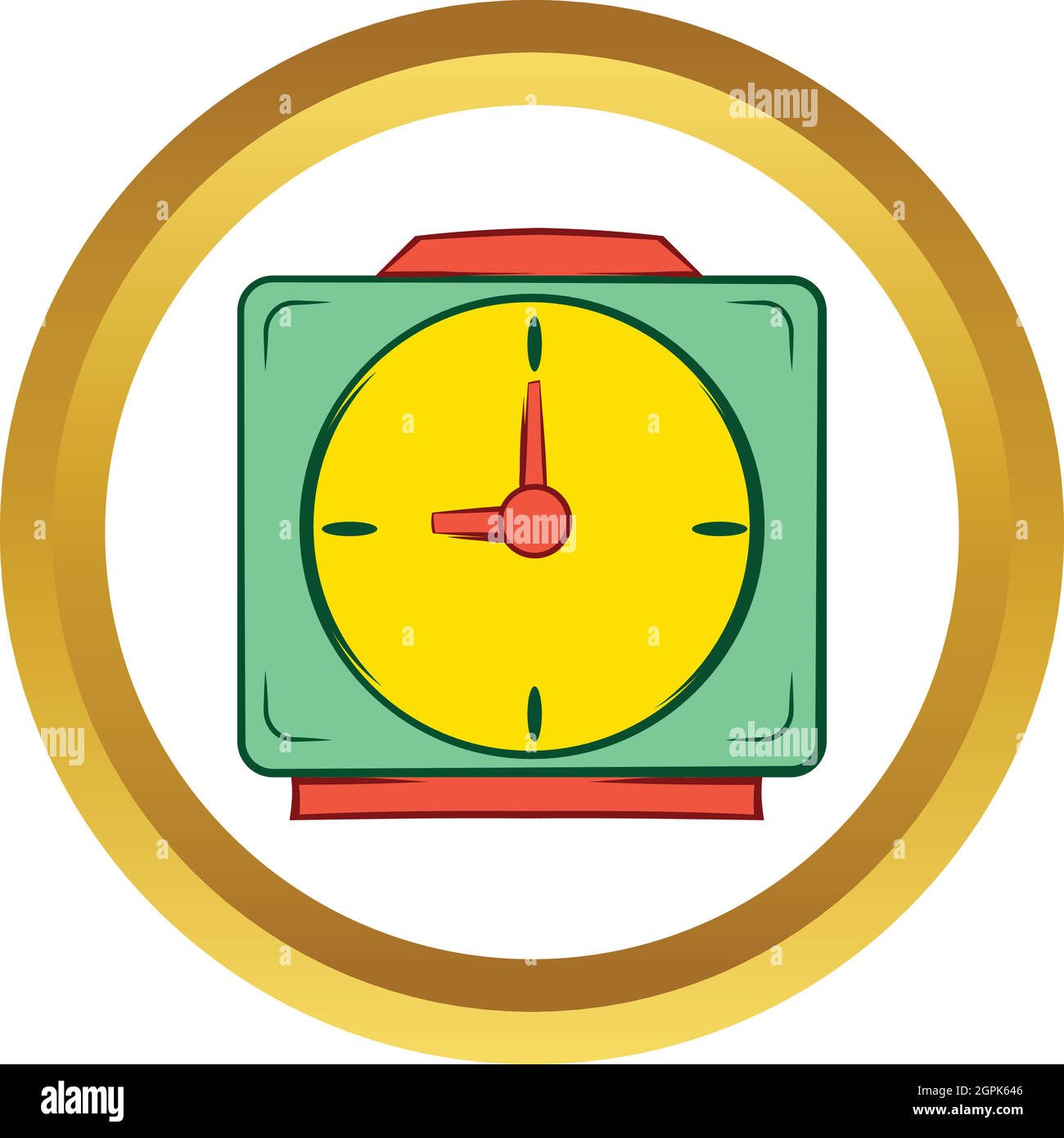 Yellow analog alarm clock Stock Vector Images - Alamy