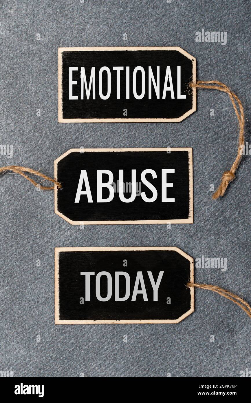 Sign displaying Emotional Abuse. Business overview person subjecting or ...