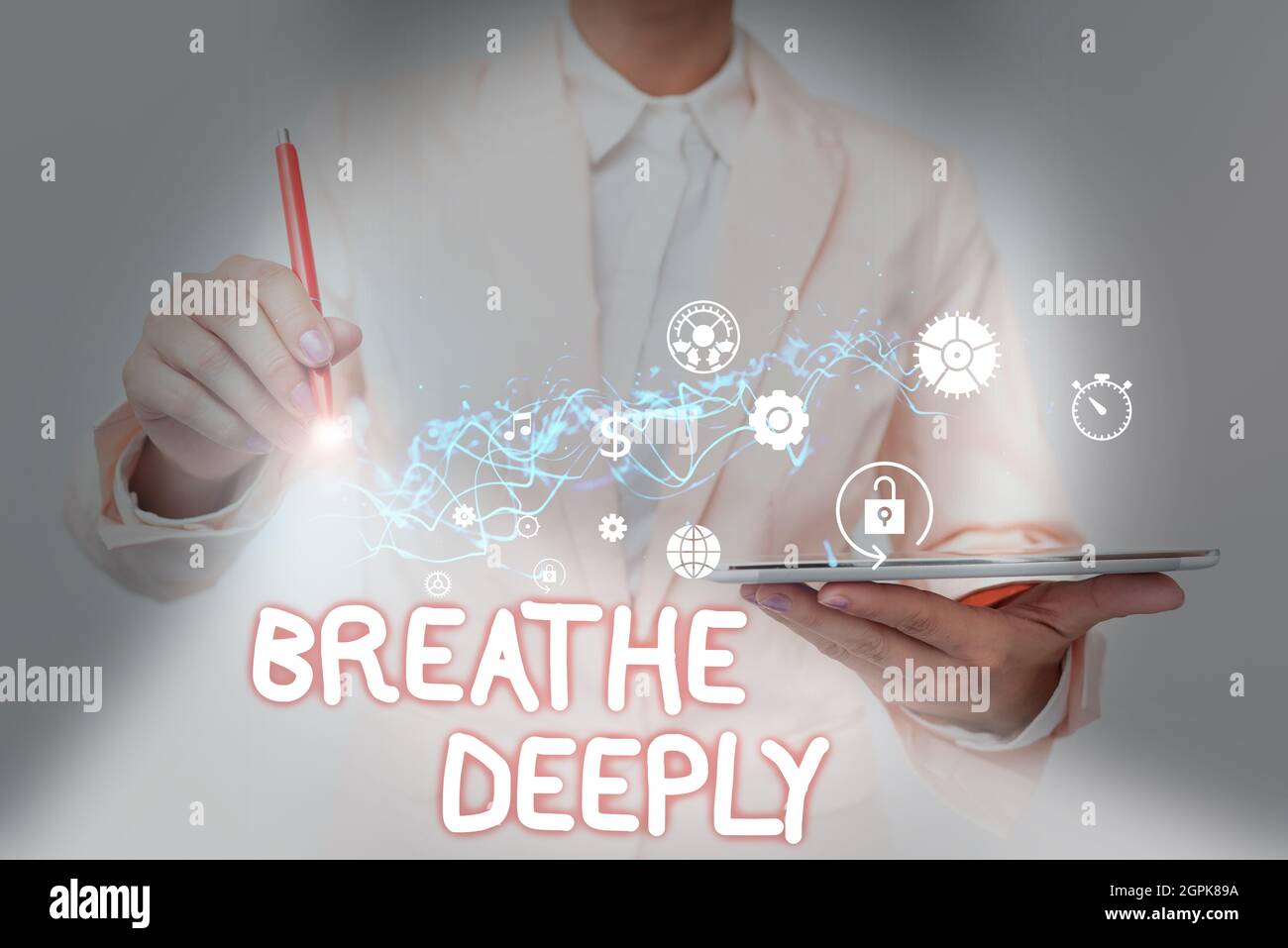 Sign displaying Breathe Deeply. Business showcase to take a large ...