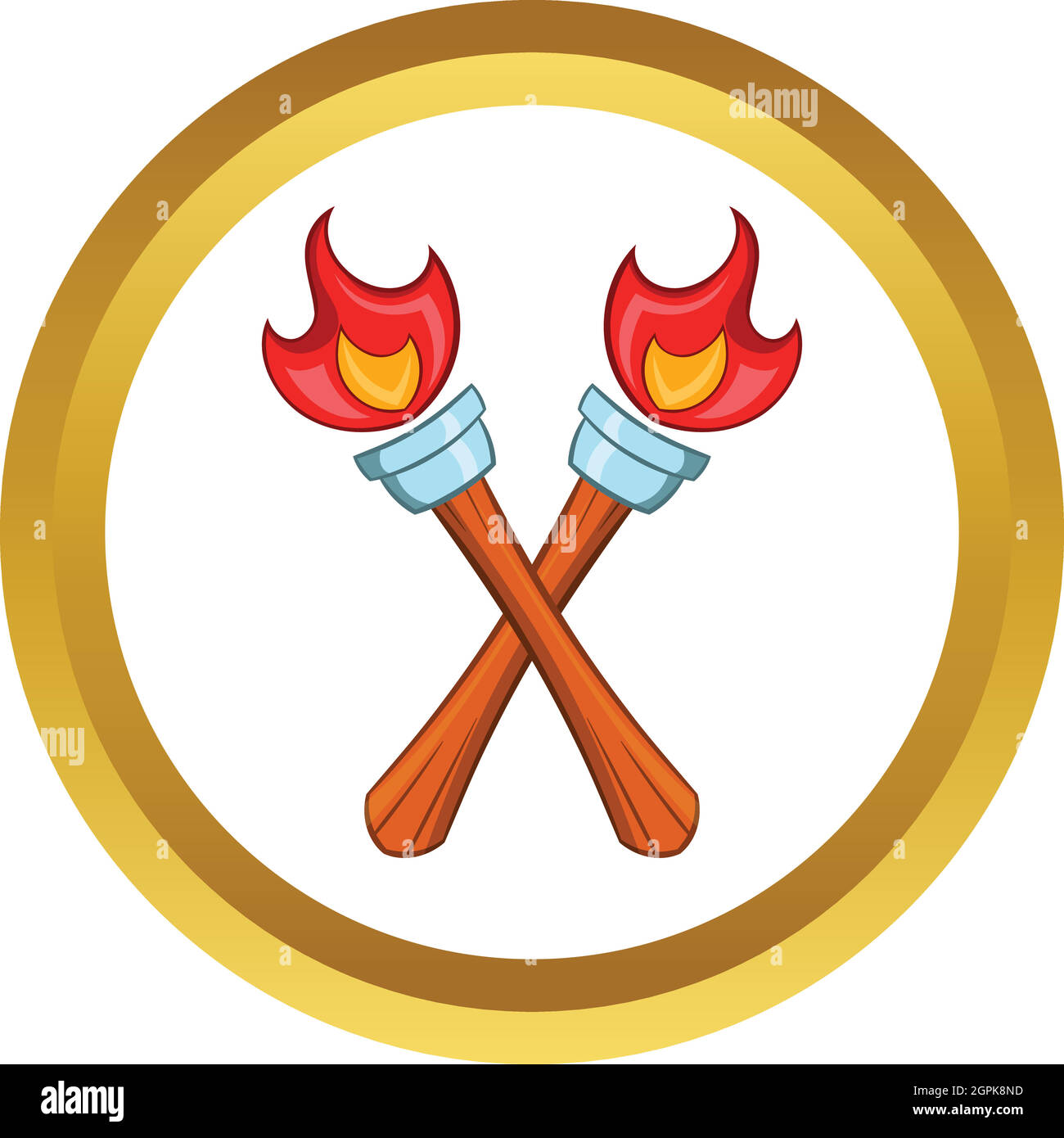 Crossed flaming torches vector icon, cartoon style Stock Vector Image ...