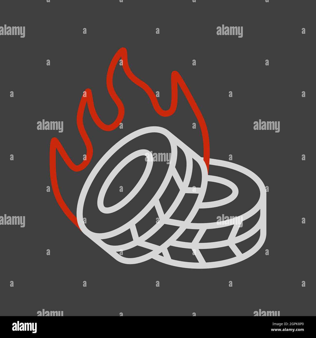 Two lying burning tires revolutionary barricade icon Stock Vector Image ...