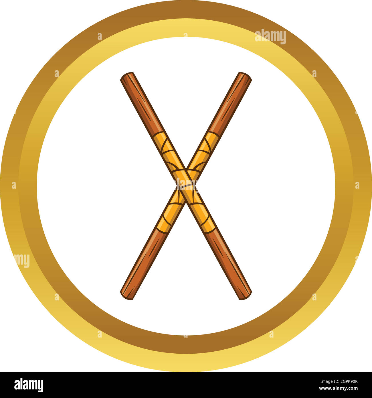 Ninja fighting stick vector icon, cartoon style Stock Vector Image ...