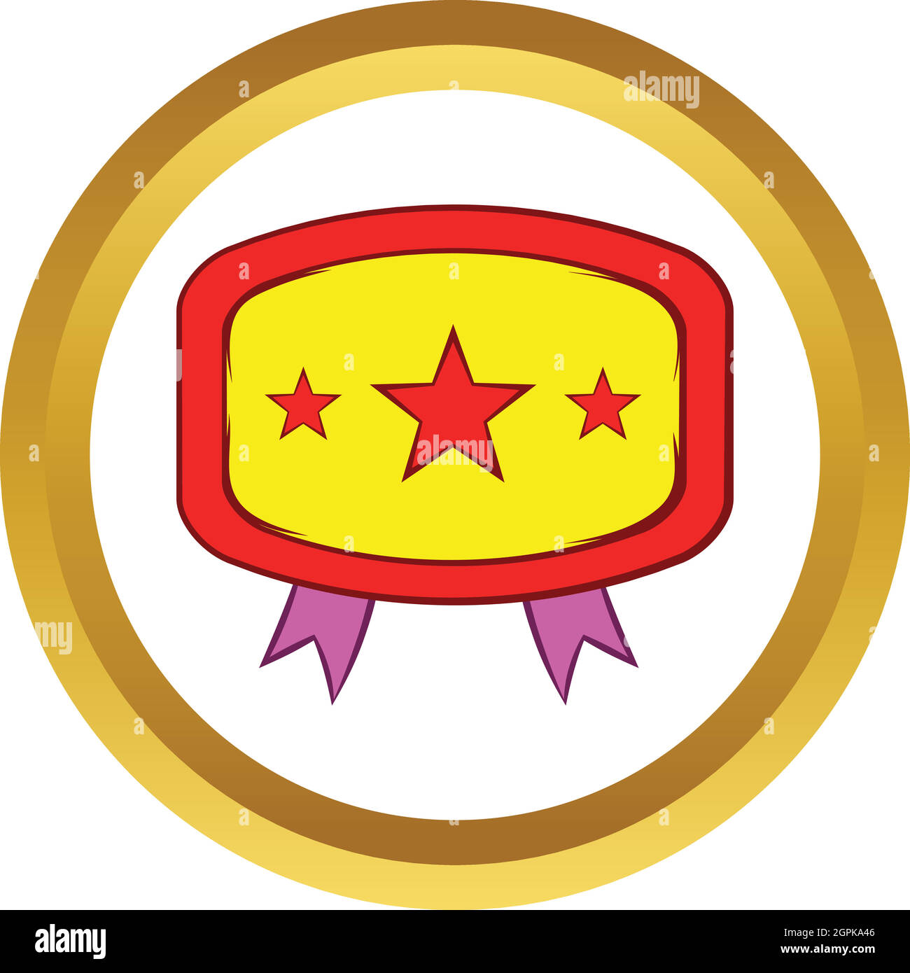 Yellow badge three stars vector hi-res stock photography and images - Alamy