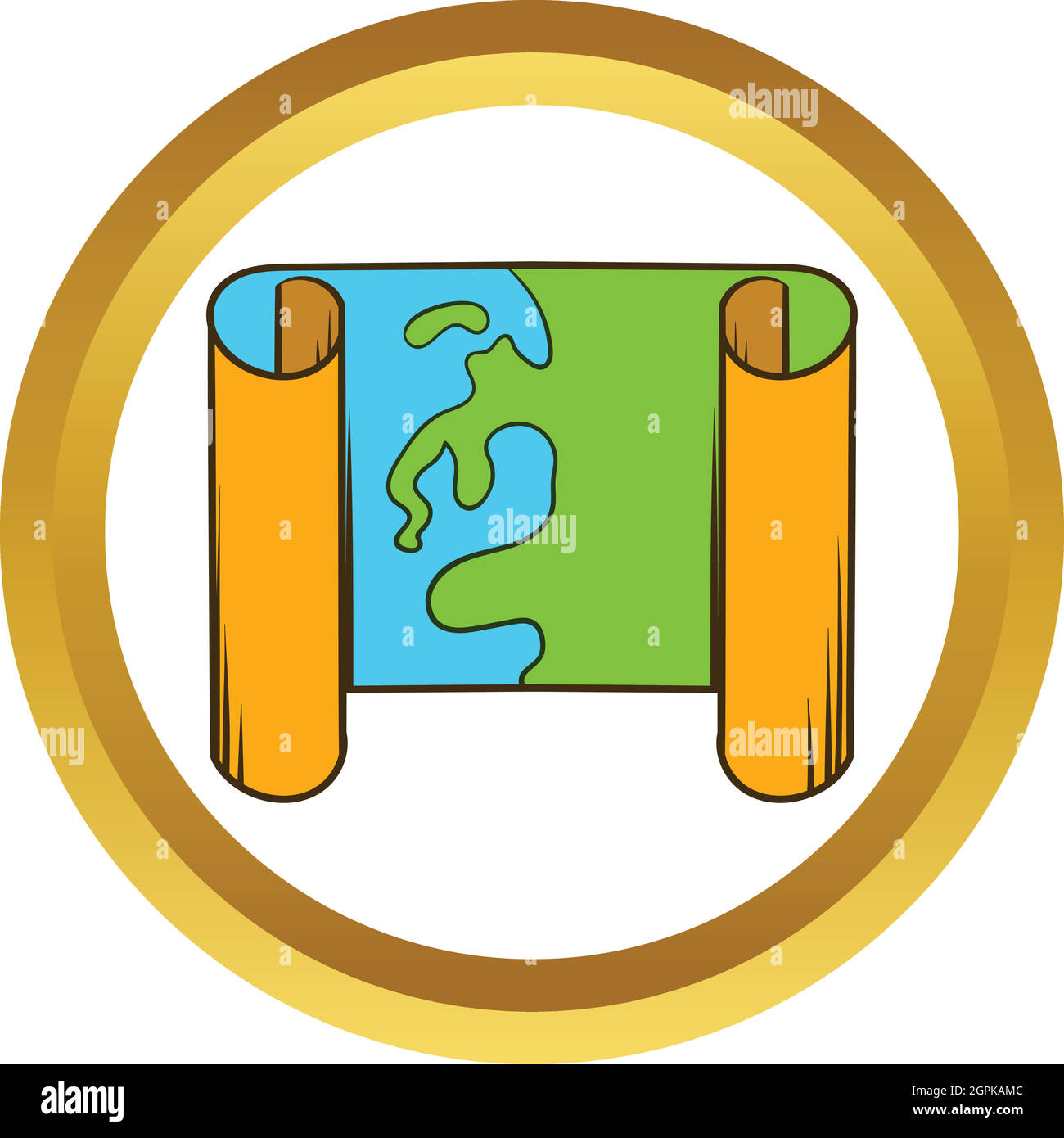 Paper scroll map vector icon, cartoon style Stock Vector Image & Art ...