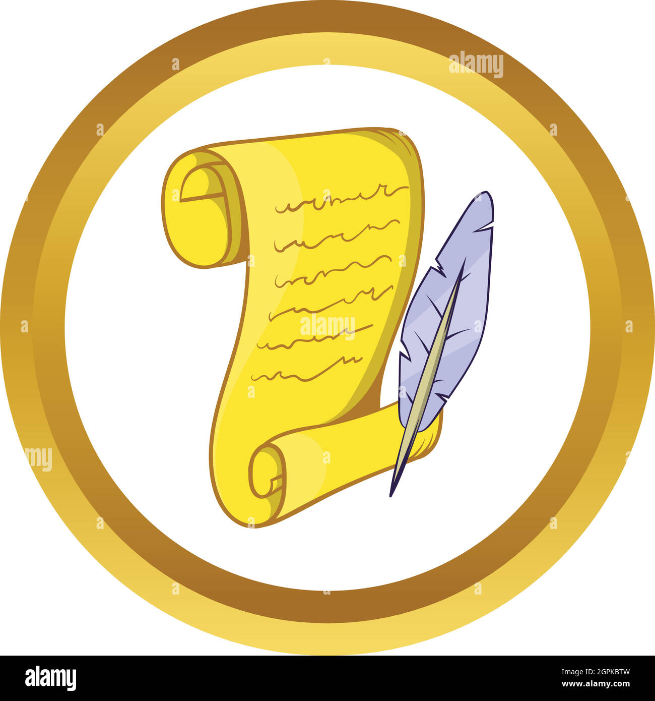 Old paper scroll and feather vector icon Stock Vector Image & Art - Alamy