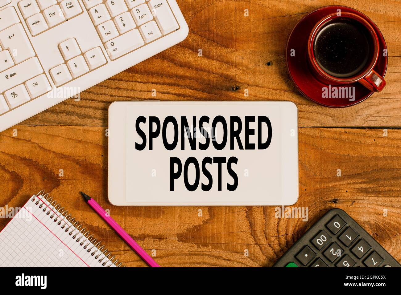 Conceptual caption Sponsored Posts. Business approach post that a ...