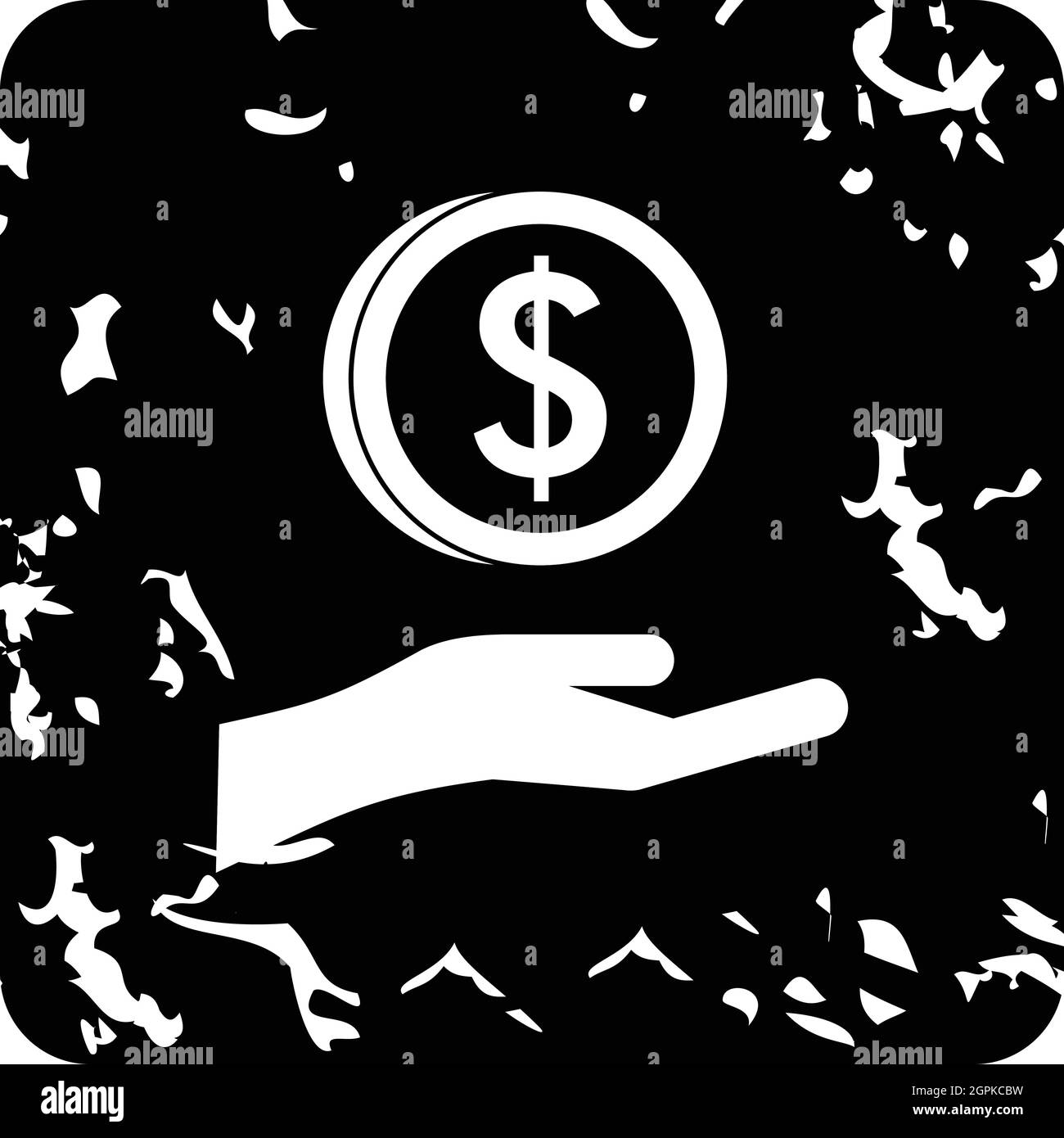 Hand and dollar coin icon, grunge style Stock Vector Image & Art - Alamy