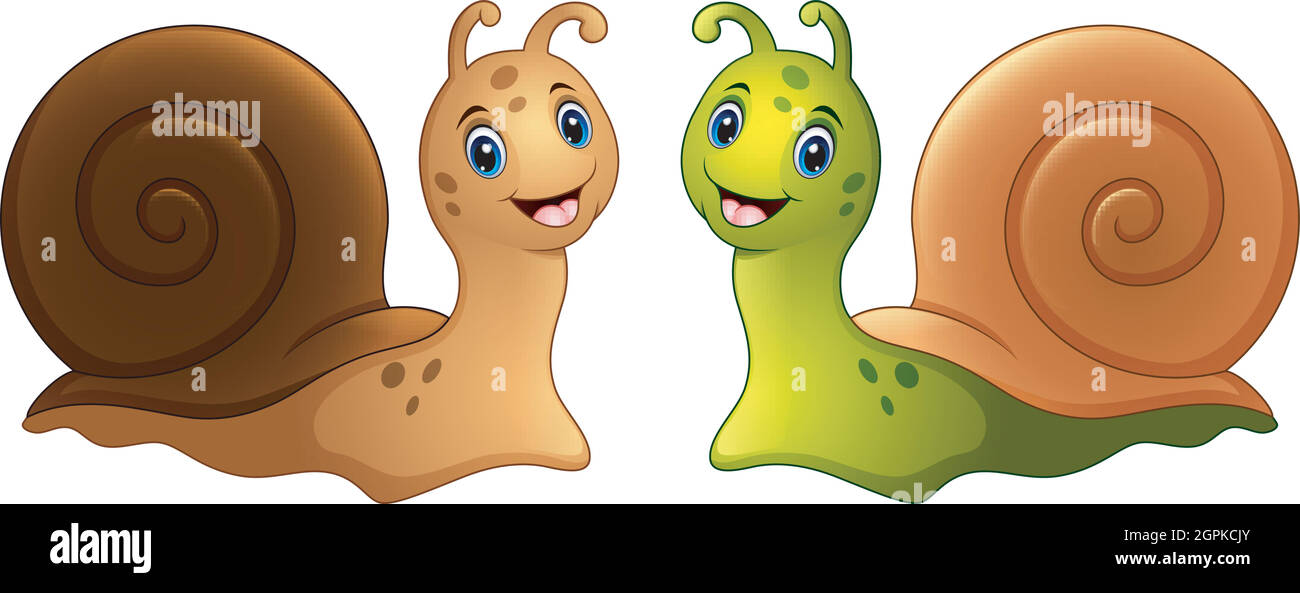 Vector illustration of Snails cartoon in two colours Stock Vector Image ...