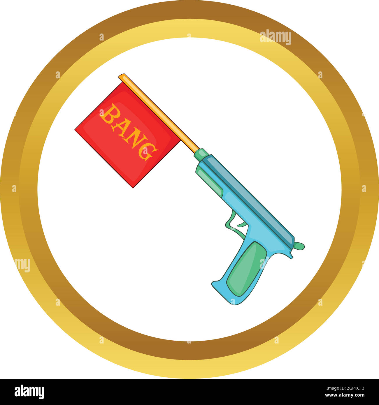 Pistol with bang flag vector icon Stock Vector Image & Art - Alamy