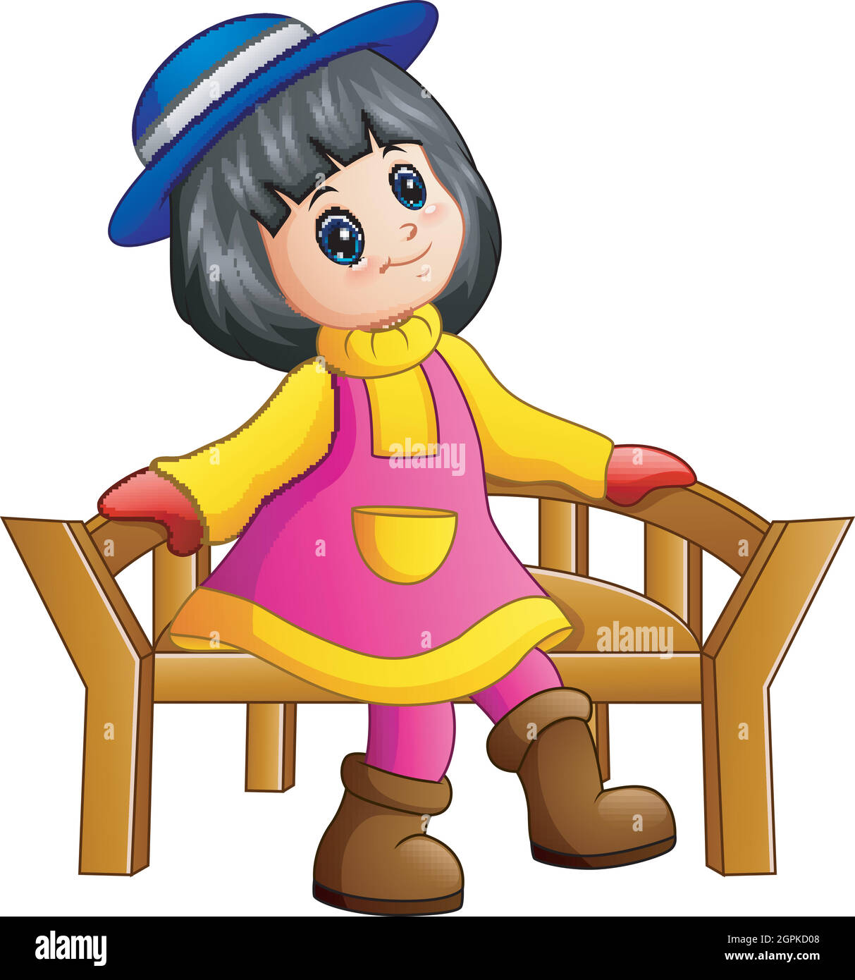 Beautiful little girl posing sitting Stock Vector Images - Alamy