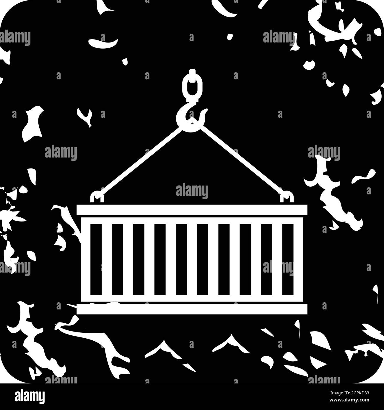 Crane hook lifts container icon, grunge style Stock Vector Image & Art ...