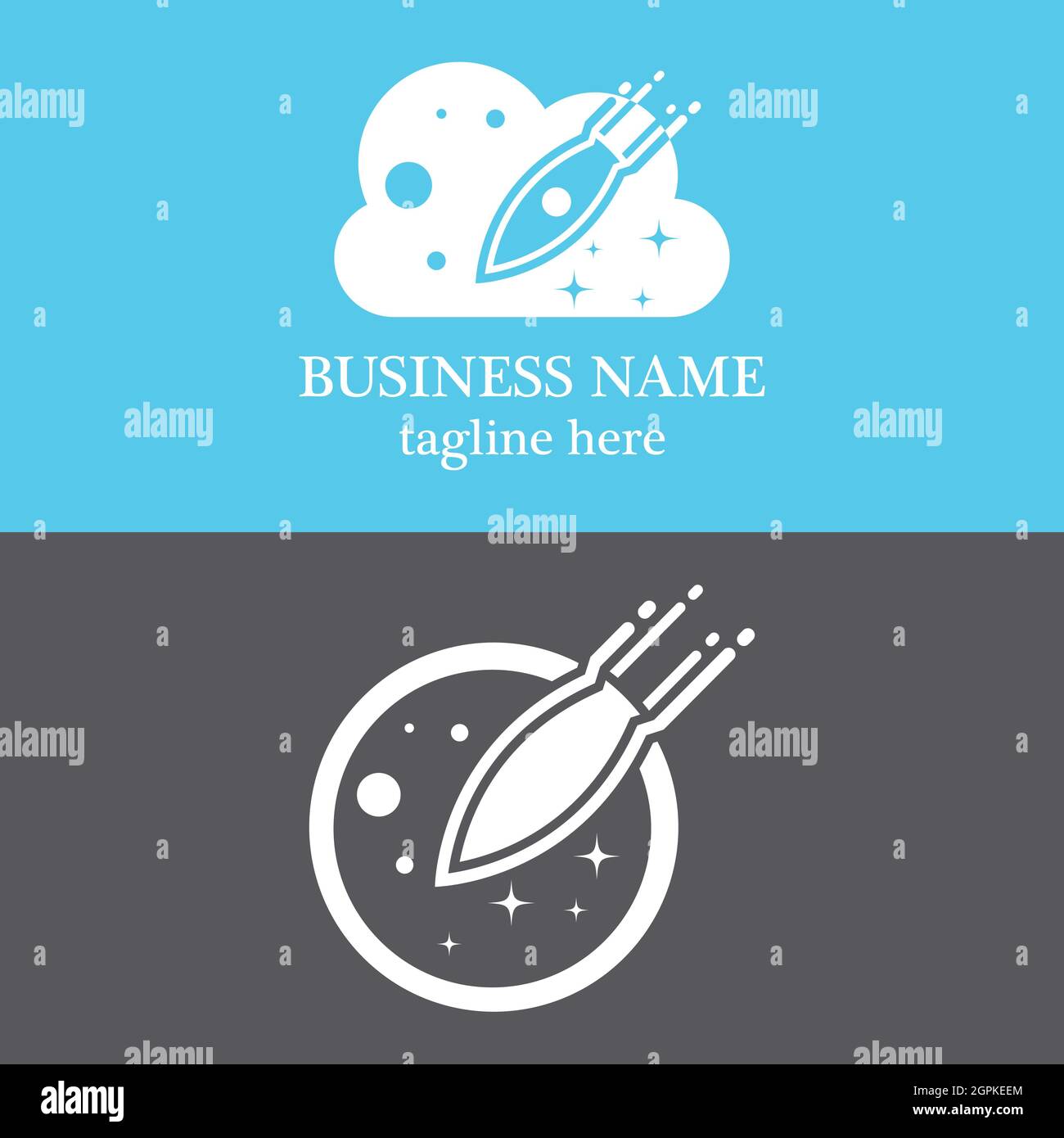 Rocket logo template vector icon design Stock Photo - Alamy