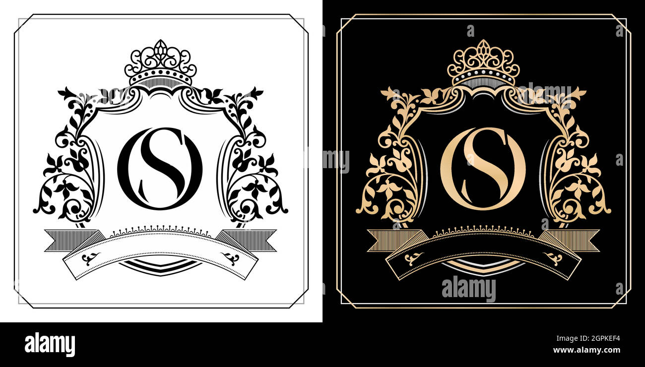 OS royal emblem with crown, initial letter and graphic name Frames ...