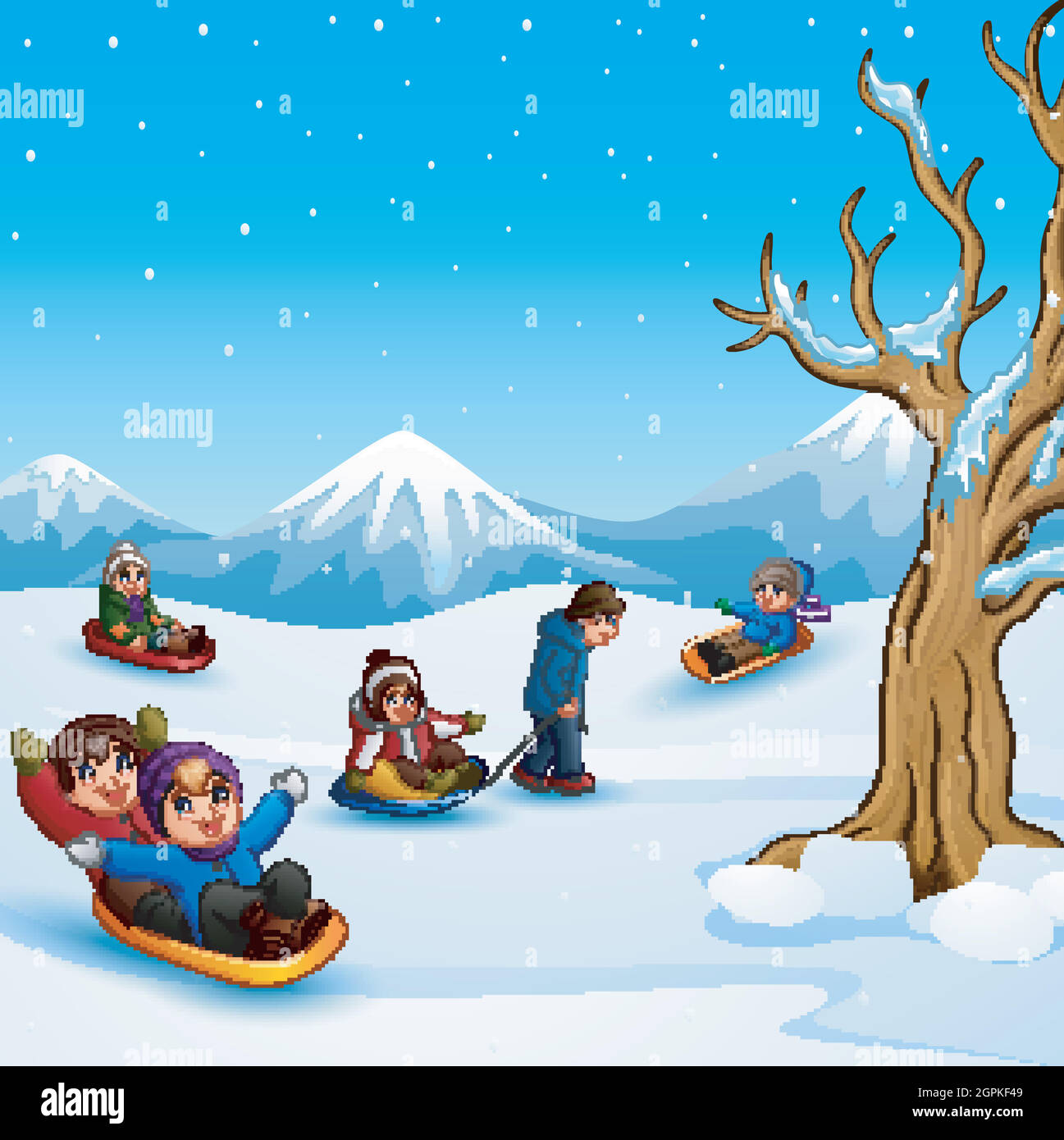 Cartoon little kids playing slide Stock Vector Images - Alamy