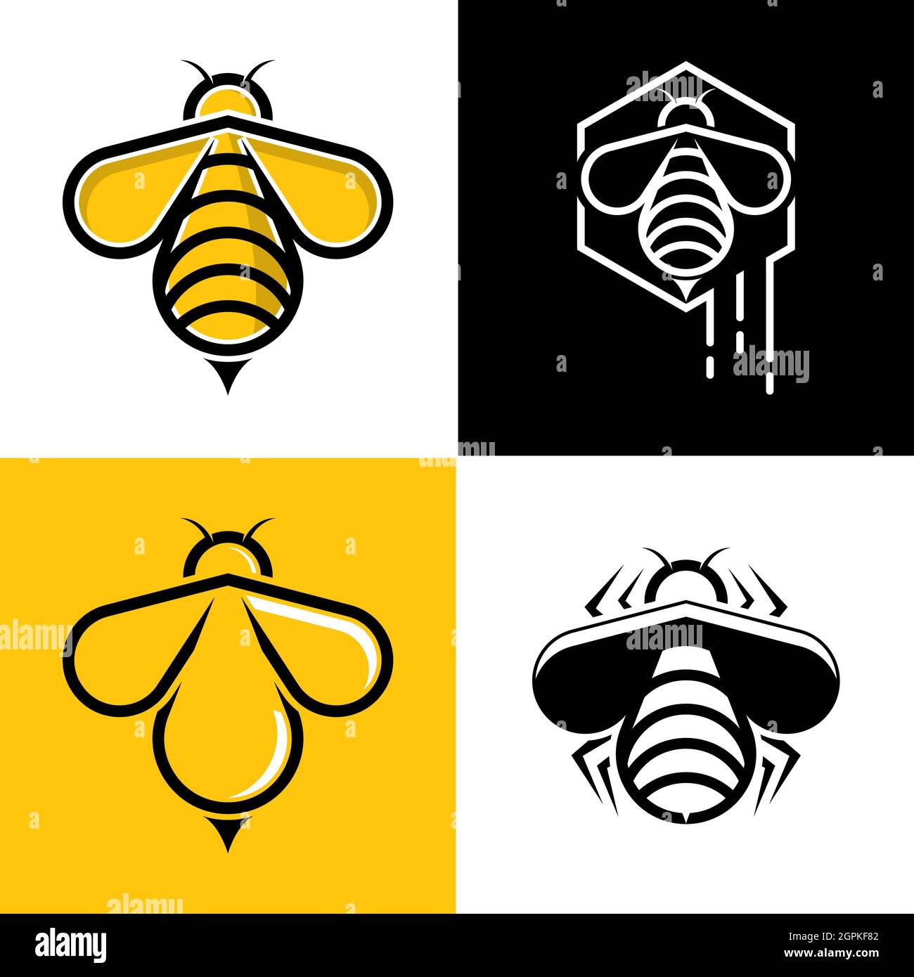 Bee logo template vector icon set design Stock Photo - Alamy