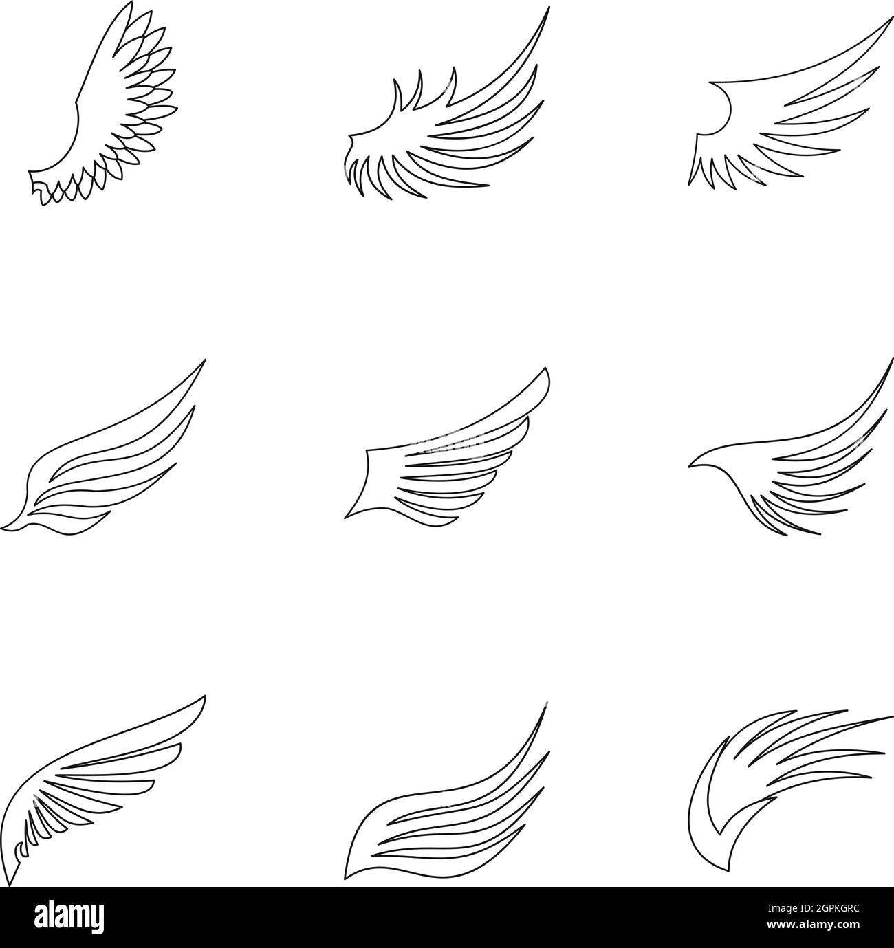 Types of wings icons set, outline style Stock Vector Image & Art - Alamy