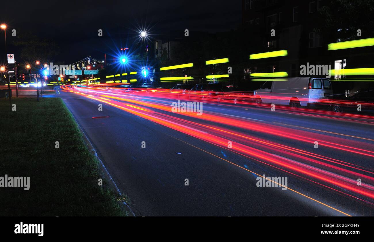 Long exposure at night in Montreal Stock Photo - Alamy