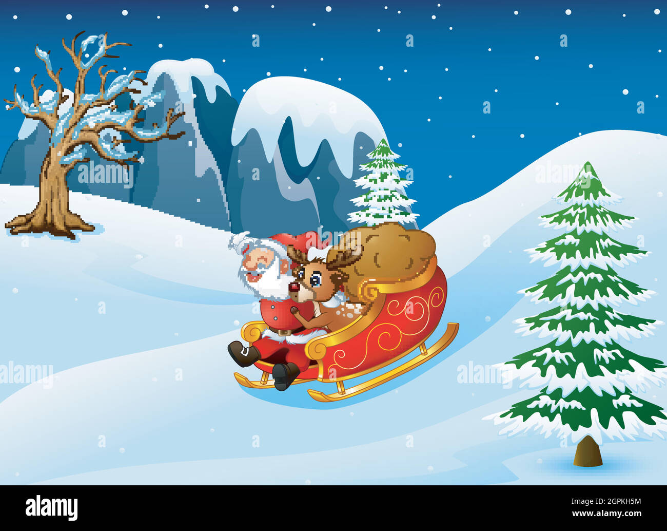 Santa claus on a sled Stock Vector Images - Alamy