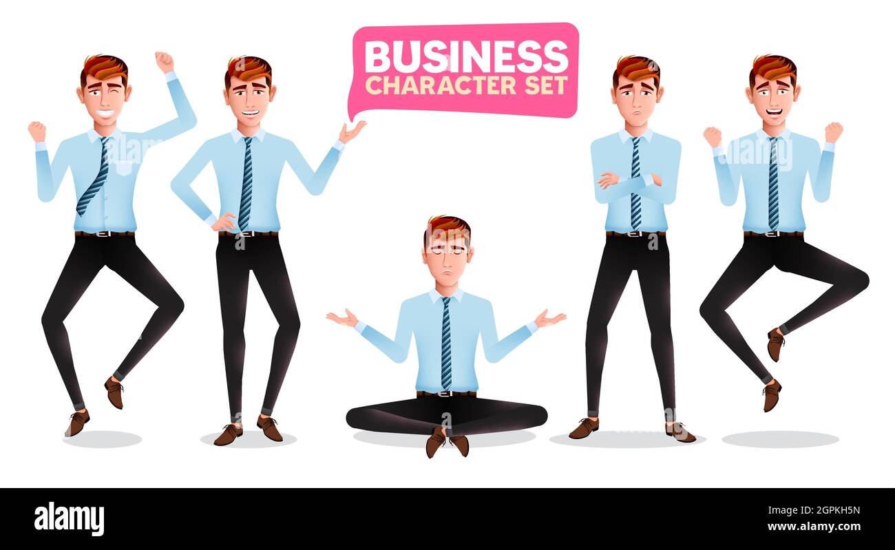 Business man characters vector set. Businessman graphic character in ...