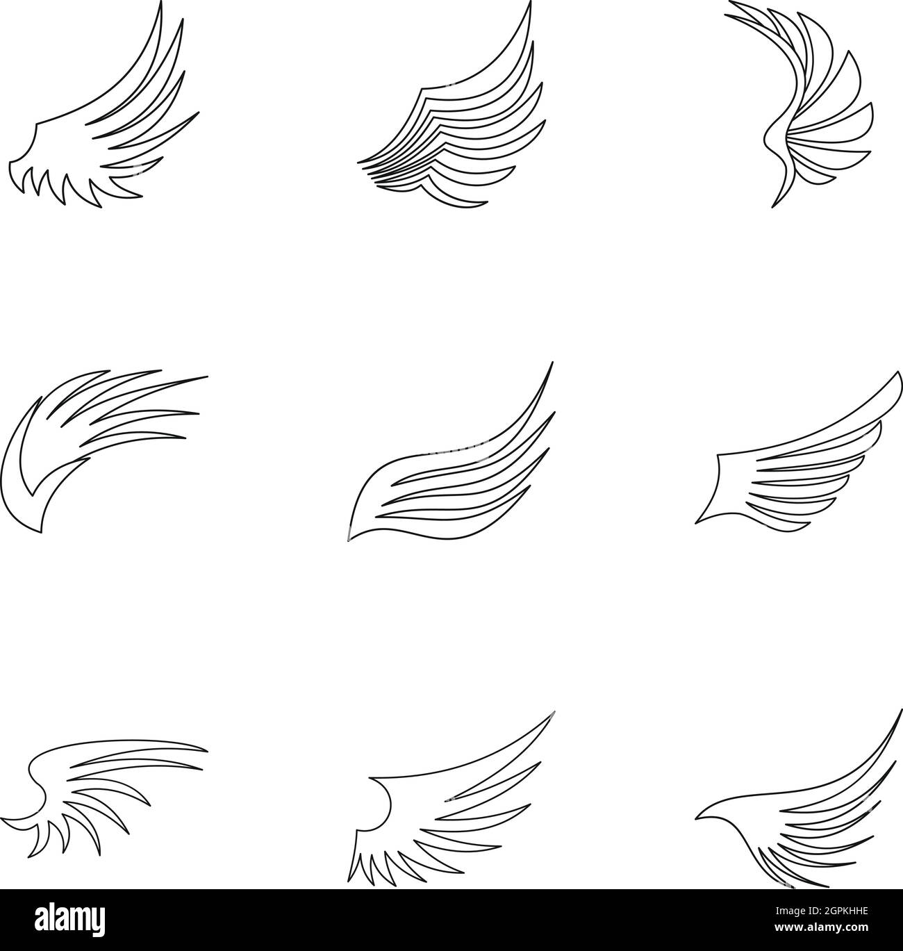 Bird wings outline Black and White Stock Photos & Images - Alamy