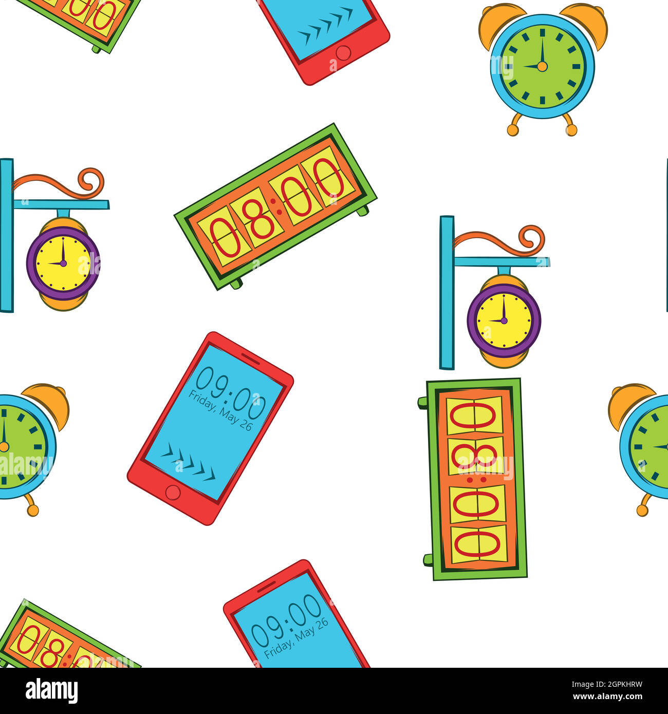Kinds of watches pattern, cartoon style Stock Vector Image & Art - Alamy