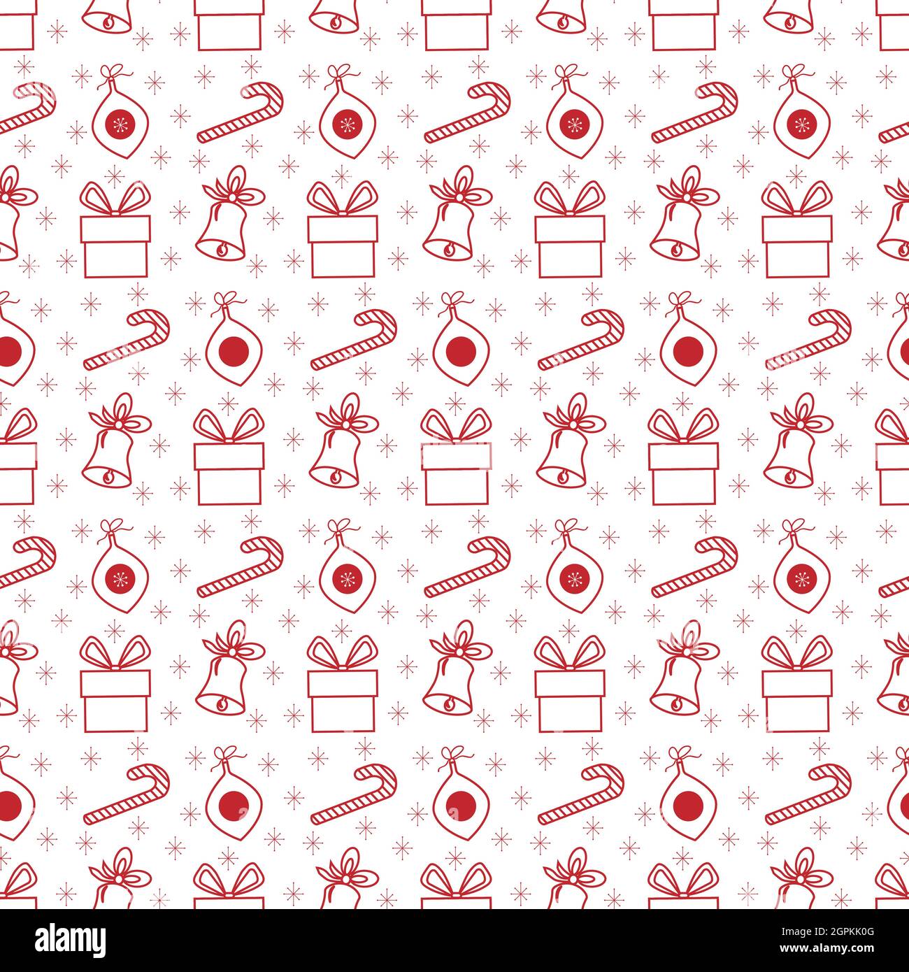 Christmas pattern. Gift box, balloons and bells, sweet cane Stock ...