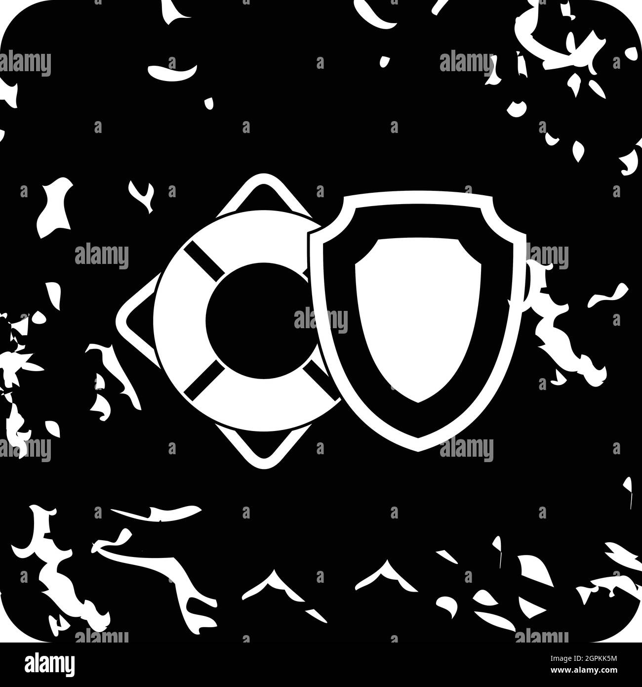Lifebuoy and safety shield icon, grunge style Stock Vector Image & Art ...