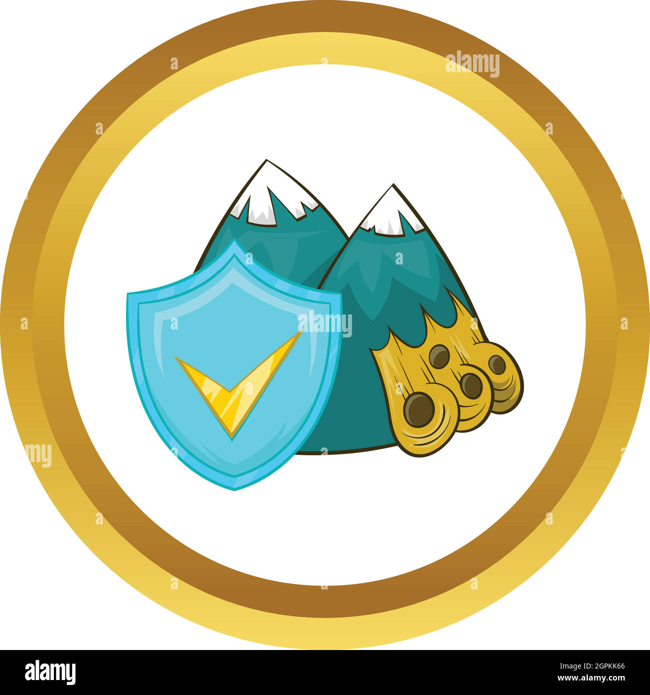 Landslide and blue shield with tick vector icon Stock Vector Image ...