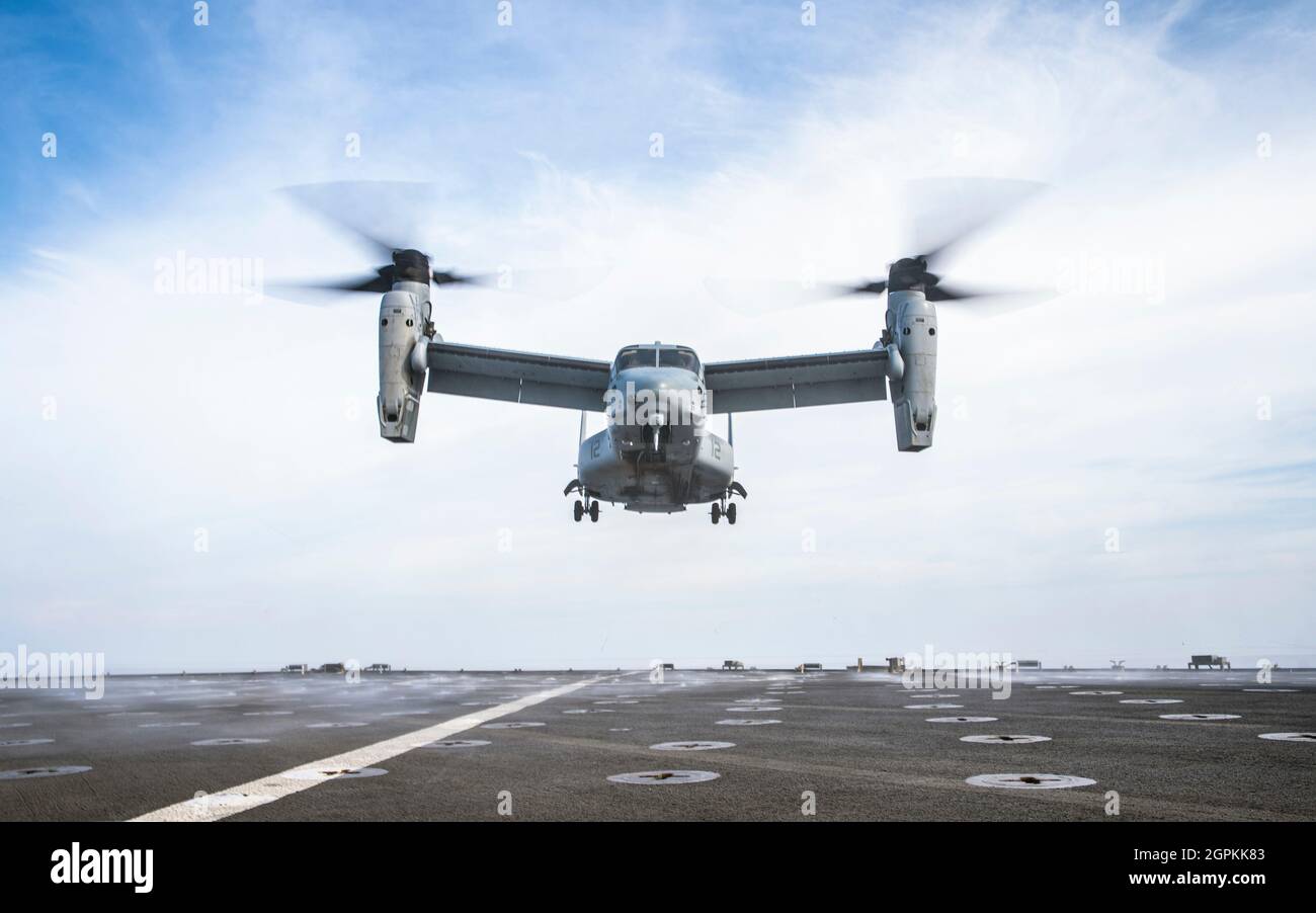 A U.S. Marine Corps MV-22B Osprey assigned to Marine Medium Tiltrotor ...